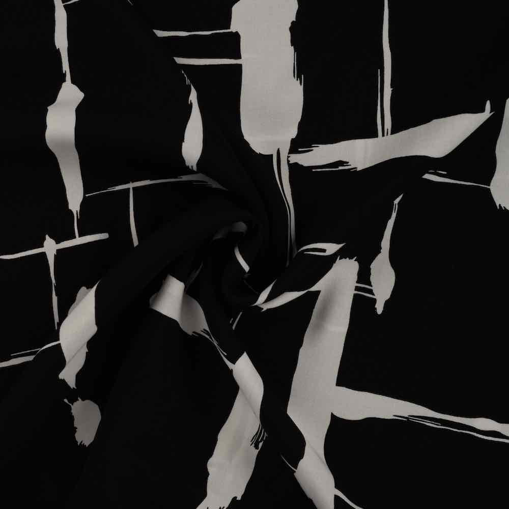 Viskose, grafische, wilde Musterung Schwarz Weiß - Zierstoff - einfach ...